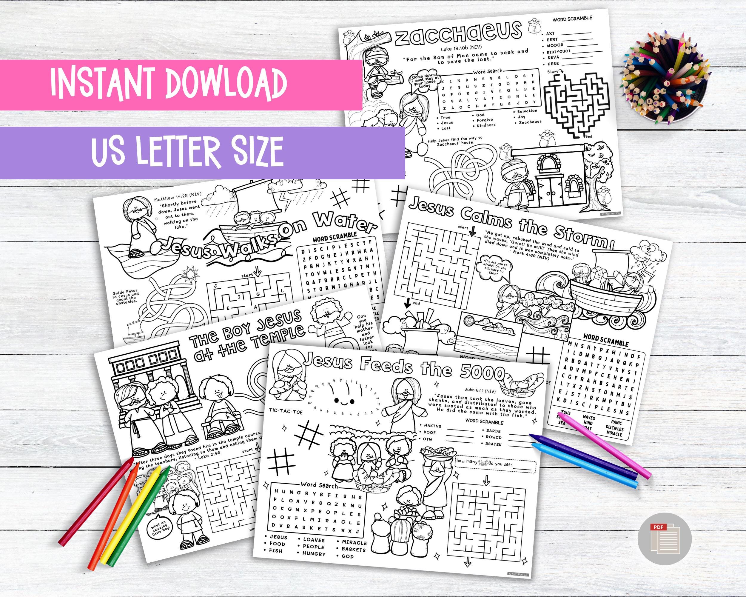 NEW TESTAMENT Bundle Activity Placemat, Life of Jesus Coloring Placemat ...