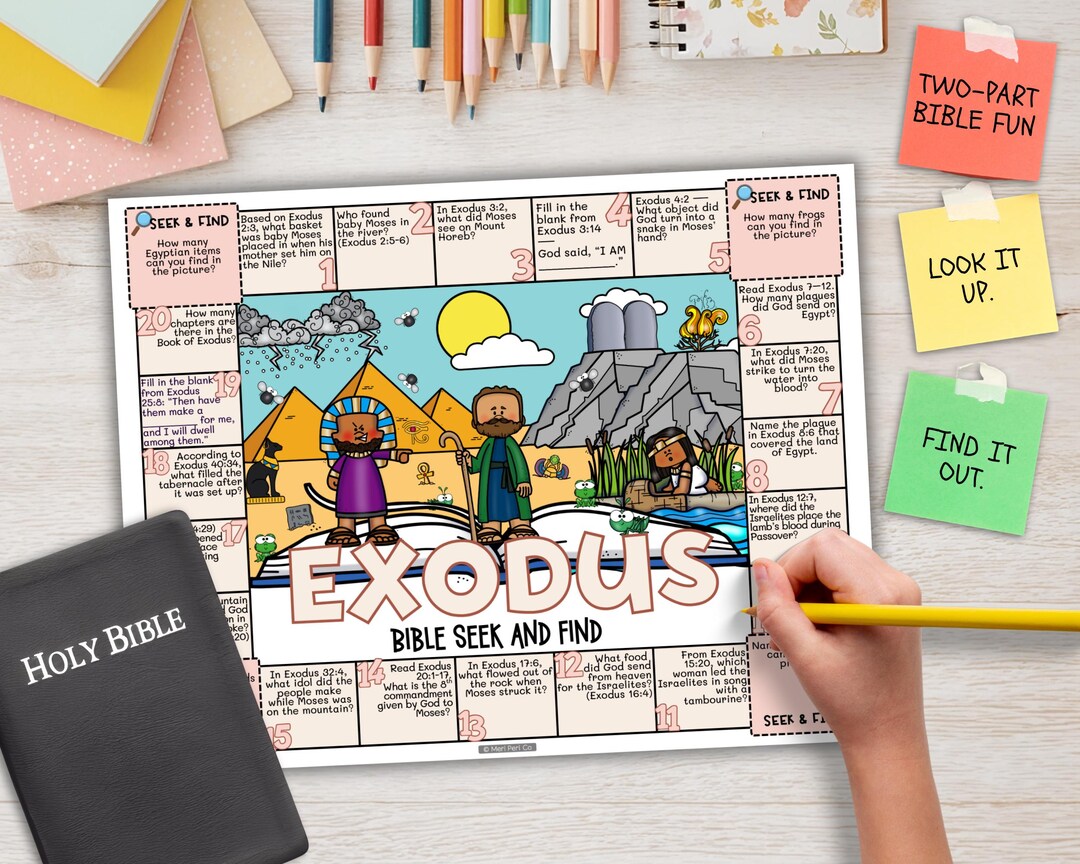 Exodus Bible Seek and Find, Books of the Bible Scavenger Hunt Scripture ...