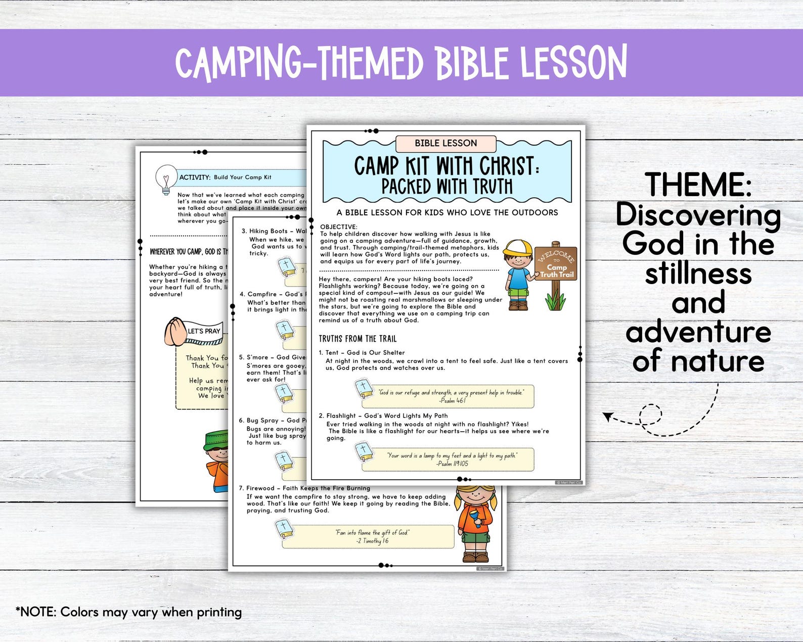 Camping-themed Bible Lesson Craft for Summer, Build a Camp Kit Activity ...