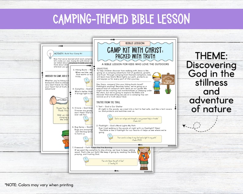 Camping-themed Bible Lesson Craft for Summer, Build a Camp Kit Activity ...