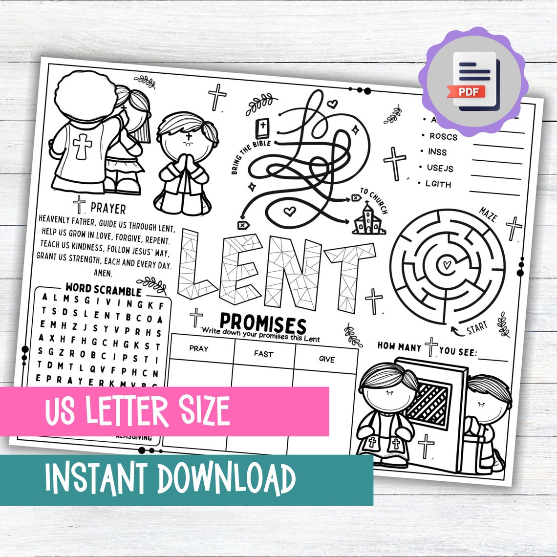 Lent Activity Placemat, Lenten Season Coloring Placemat as Kids ...