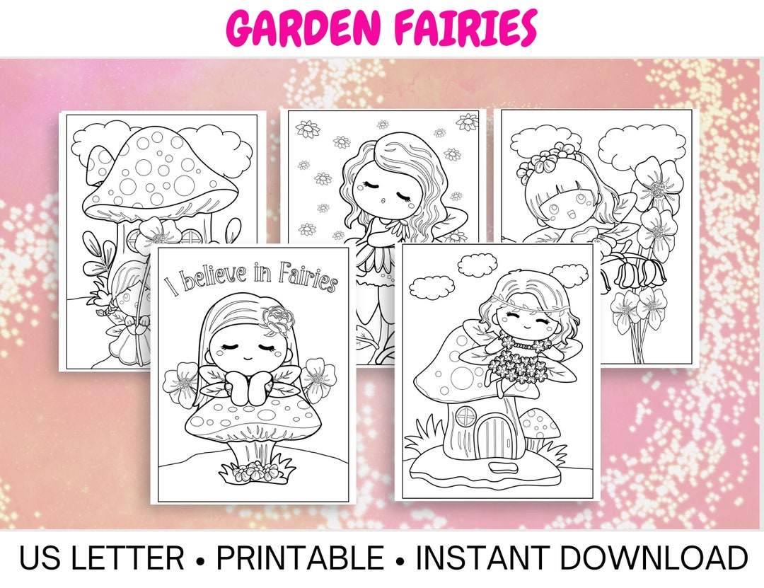 Garden Fairies Coloring Pages - Printable Whimsical Garden Fairies ...