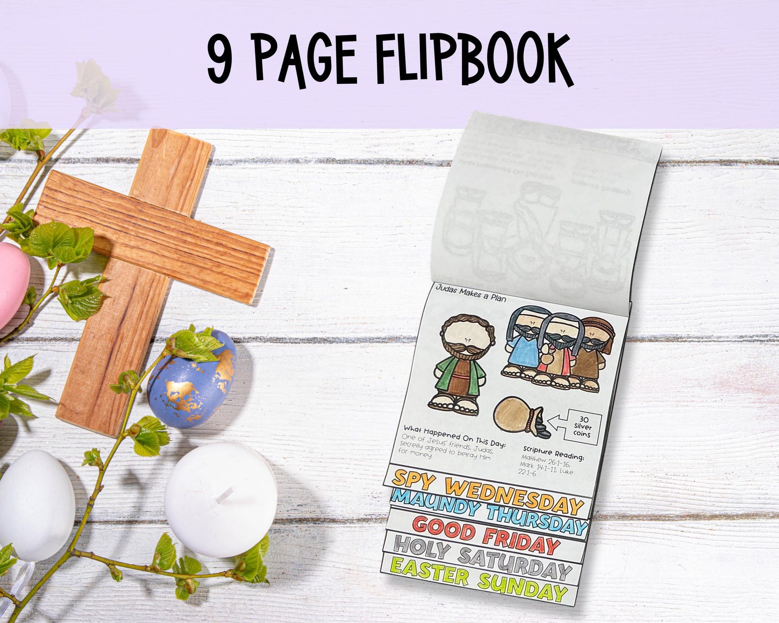 Holy Week Flipbook, Easter Story Coloring Flipbook for Christian Bible ...