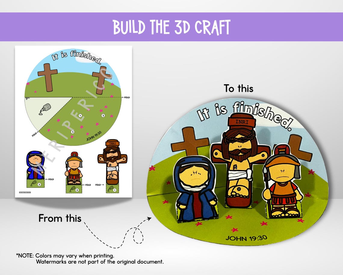 The Crucifixion 3D Craft for Holy Week as Kids Activity for Sunday ...