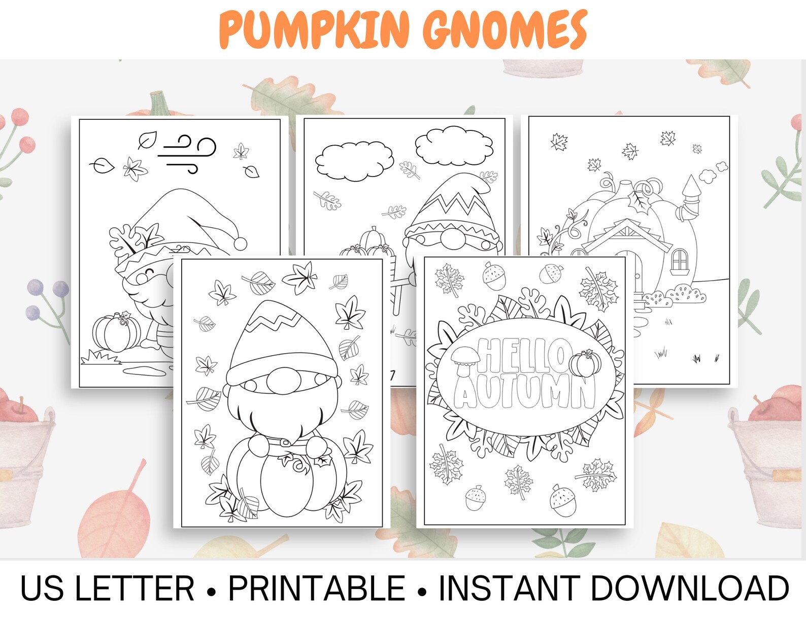 Pumpkin Gnome Coloring Pages - 10 Printable Pumpkin Gnome Coloring ...