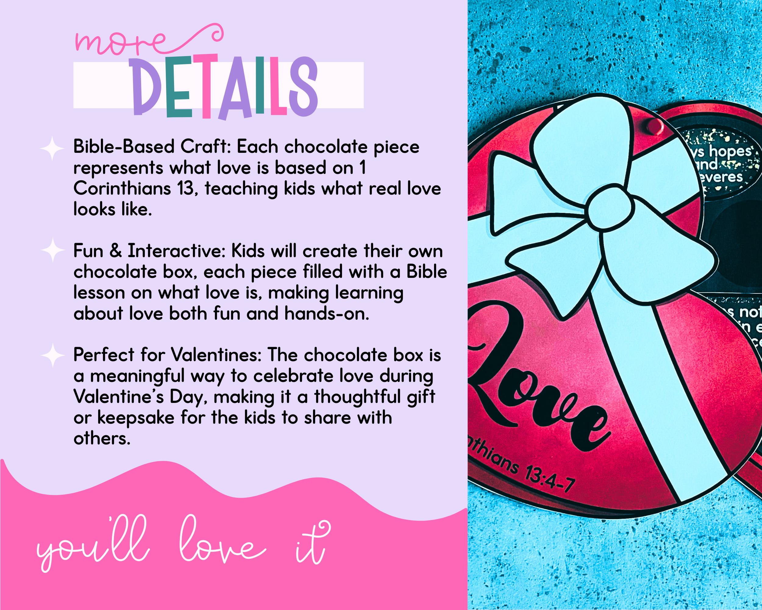 Valentine's Day Bible Lesson Craft, 1 Corinthians 13, Chocolate Box ...