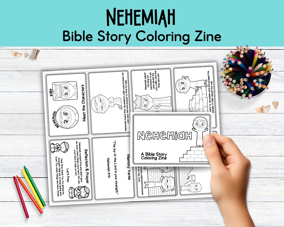 Nehemiah Bible Story Coloring Zine for Kids | Printable Mini Book ...