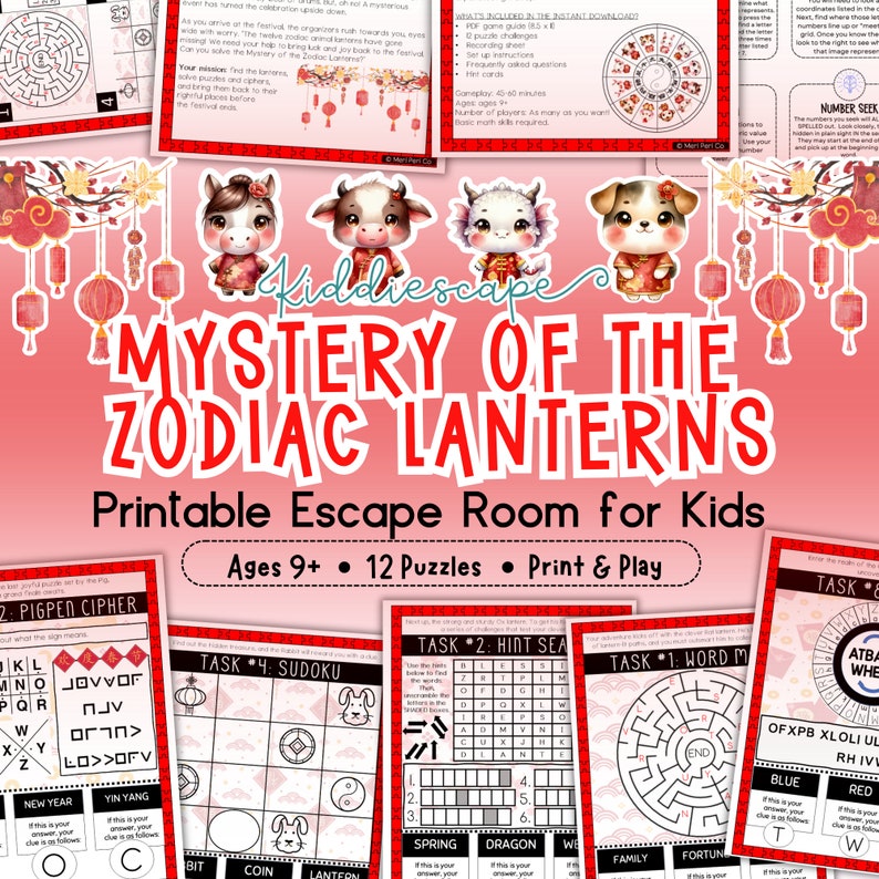 Zodiac Lanterns Printable Escape Room for Kids | Chinese New Year ...