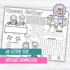 Queen Esther Activity Placemat, Bible Story Coloring Placemat as Kids ...
