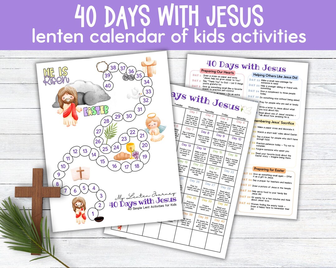 40 Days With Jesus Lenten Calendar, Lent Activities for Christian Kids ...