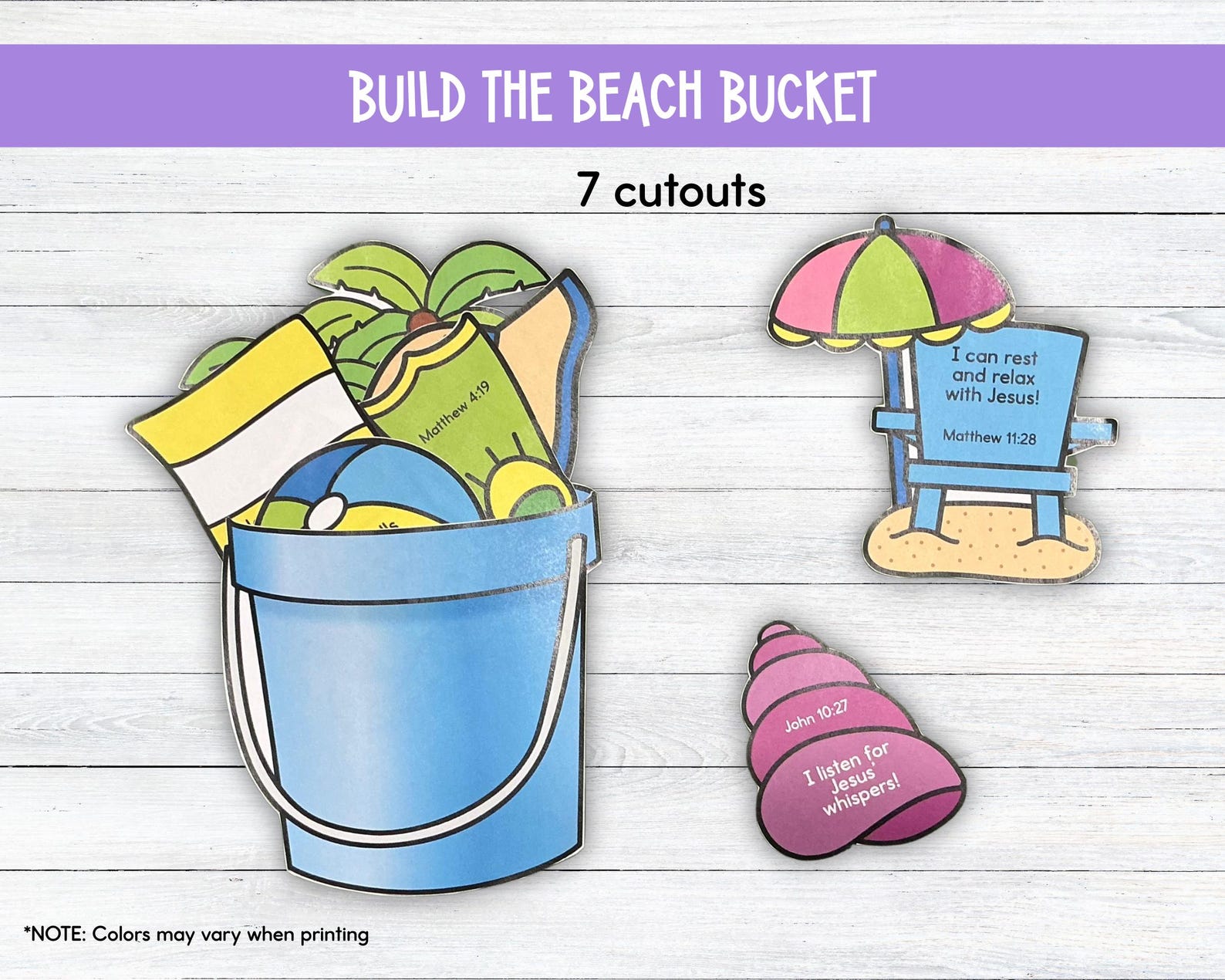 Beach-themed Bible Lesson Craft for Summer, Build a Bucket Activity for ...