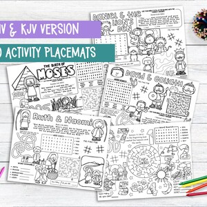 OLD TESTAMENT Bundle Activity Placemat, Bible Stories Coloring Placemat ...