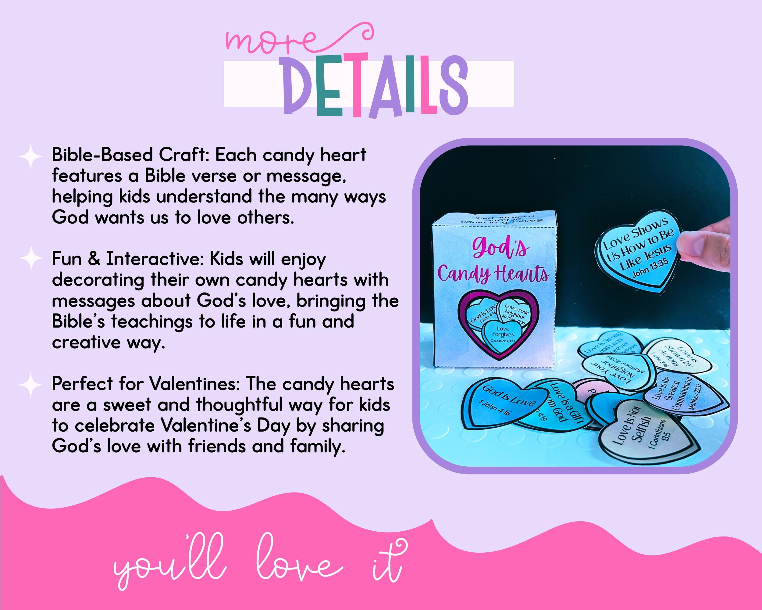 Valentine's Day Bible Lesson Craft, God's Candy Hearts Craft, Bible ...