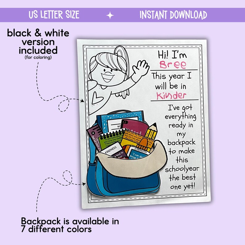 Back to School Bible Lesson Craft, Backpack of Blessings Craft Activity ...