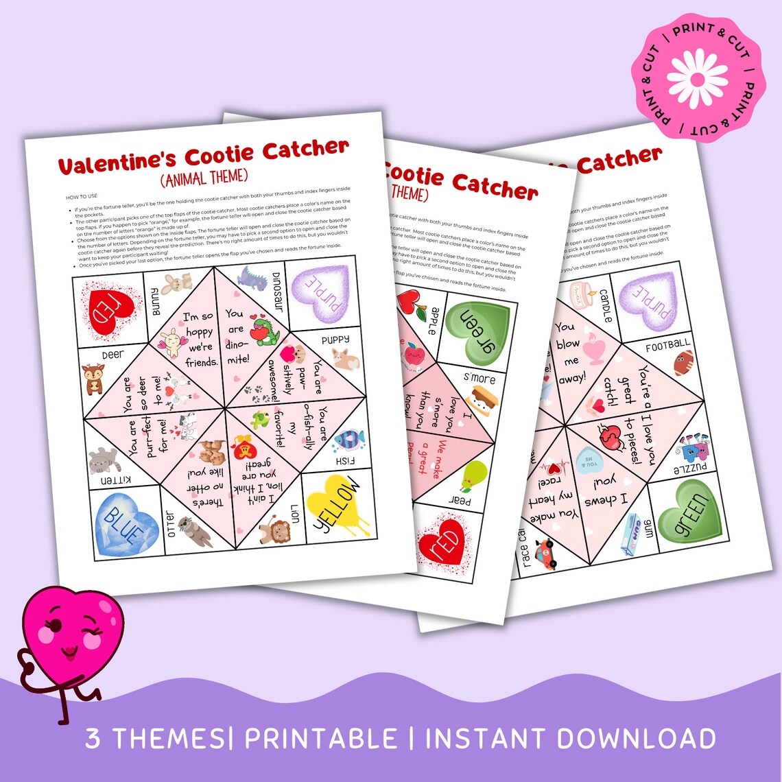 Valentines Cootie Catcher Classroom Valentines Paper Fortune Teller for ...