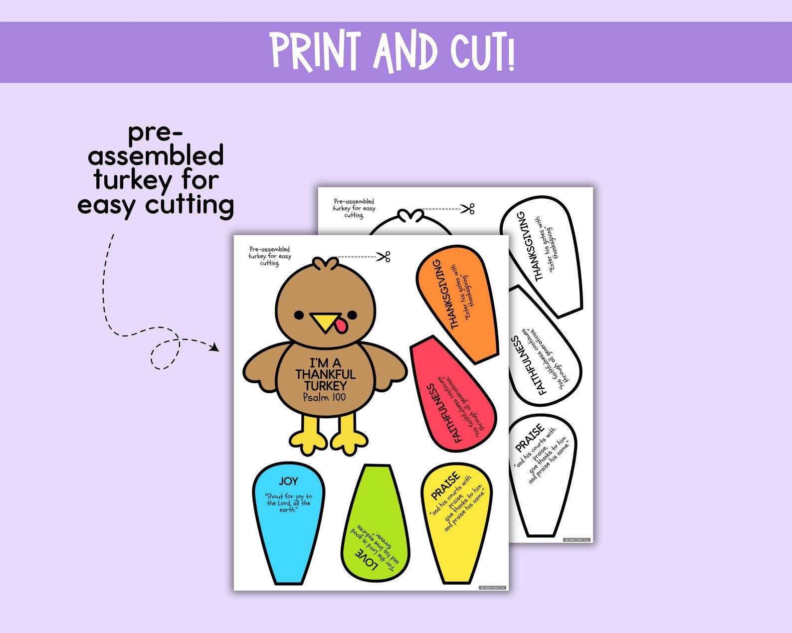 Thanksgiving Build a Turkey Bible Lesson Craft, Psalm 100 Bible Verse ...