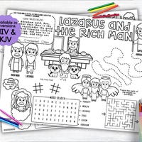 Lazarus and the Rich Man Bible Coloring Cube | Luke 16 Parable Craft ...