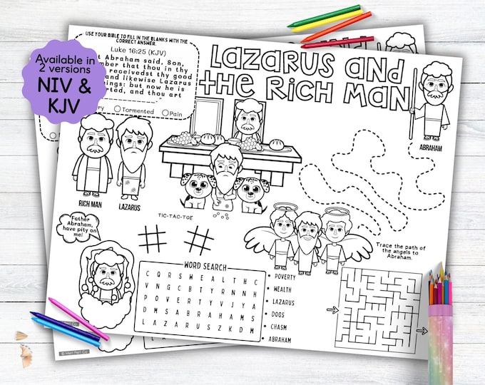 Lazarus and the Rich Man Bible Coloring Cube | Luke 16 Parable Craft ...
