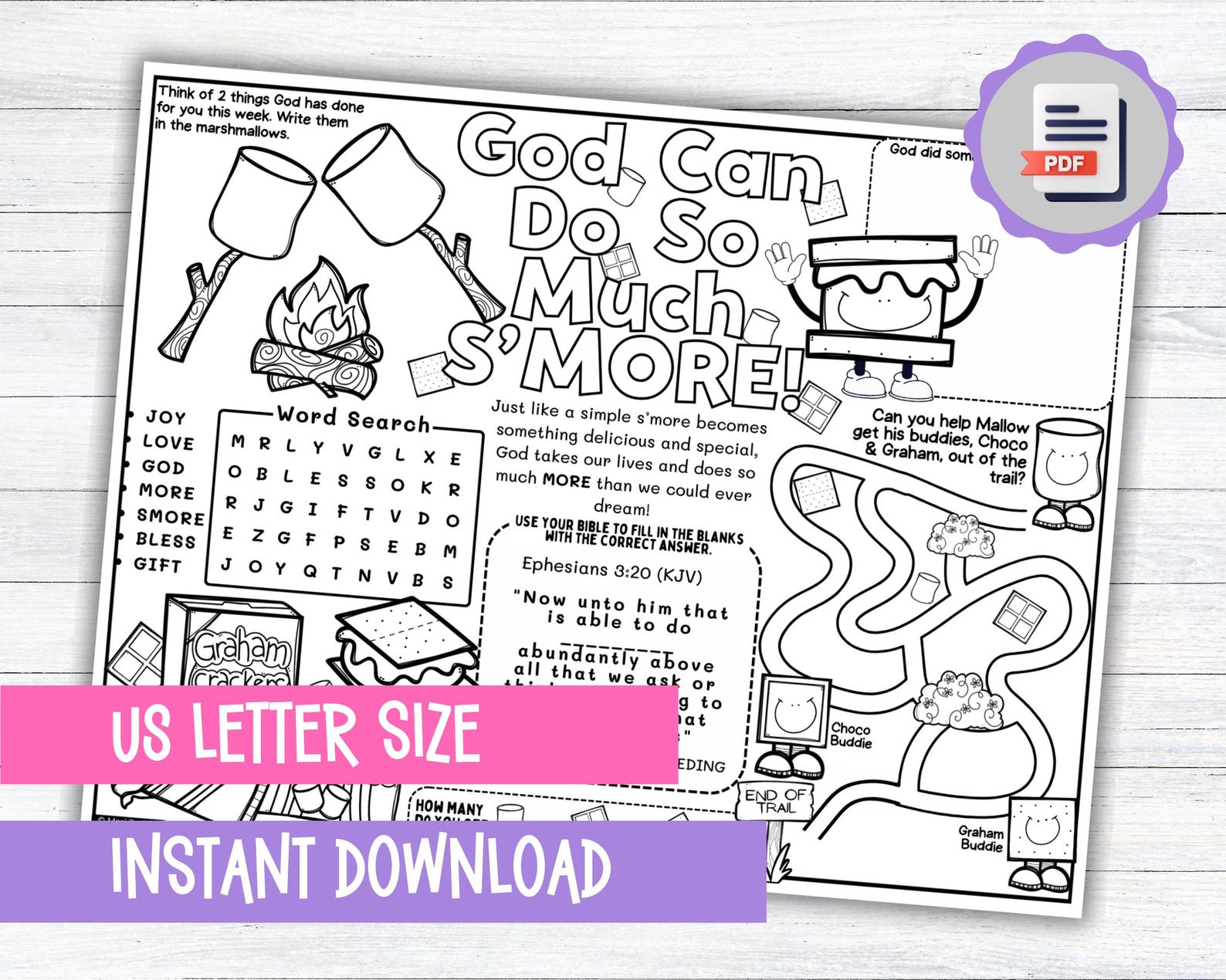 Smores Themed Bible Activity Set Kids' Sunday School, Summer Bible ...