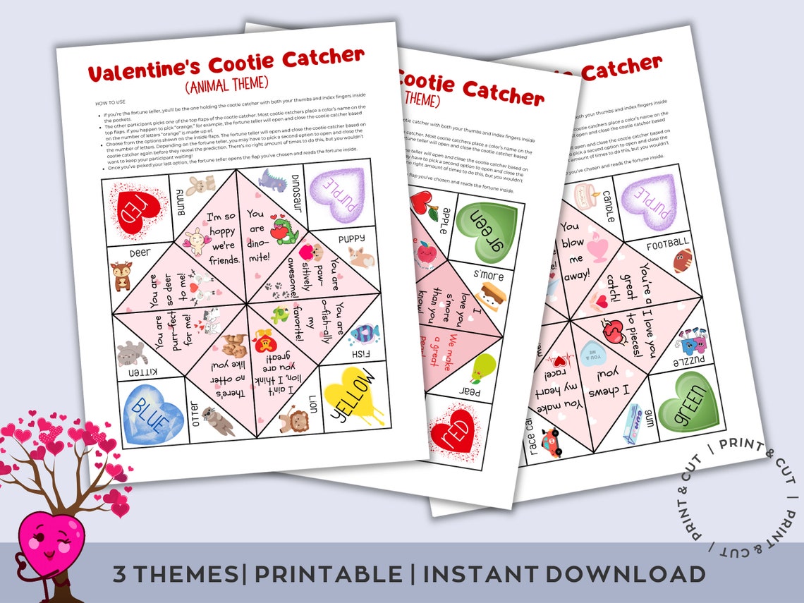 Valentines Cootie Catcher Classroom Valentines Paper Fortune - Etsy