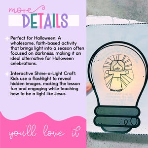 Bible Lesson Craft for Halloween, Shine-a-light Like Jesus Craft ...