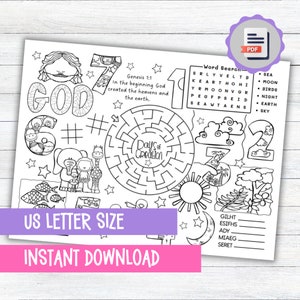 The Creation Story Activity Placemat, Bible Story Coloring Placemat as ...