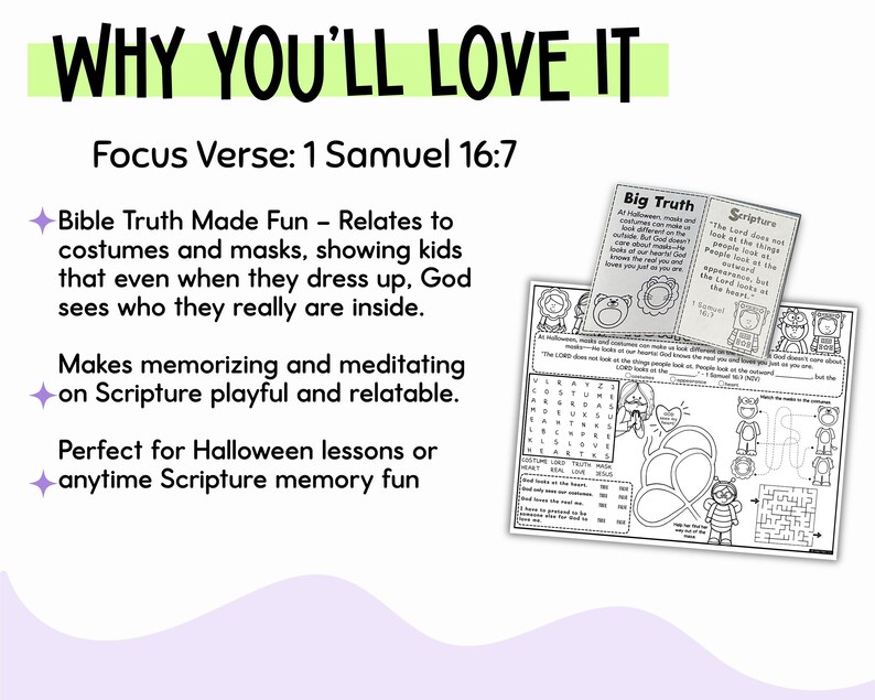 Costume Themed Bible Activity Set for Halloween, Sunday School Bible ...