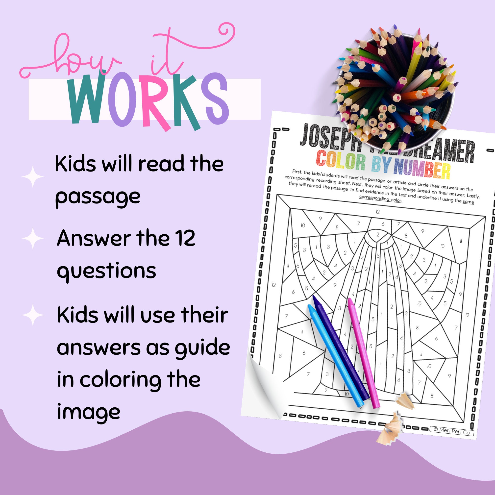 Joseph the Dreamer Color by Number Activity | Fun Kids' Educational Kit ...