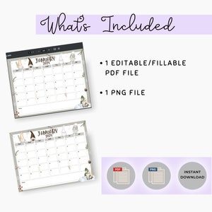 January 2024 Winter Gnome Calendar, EDITABLE/FILLABLE Winter Gnome ...