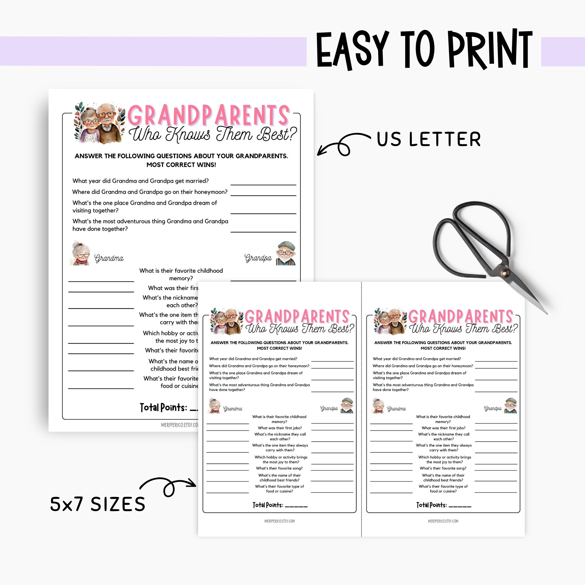 Who Knows the Grandparents Best? Printable Game - Grandparent's Day ...