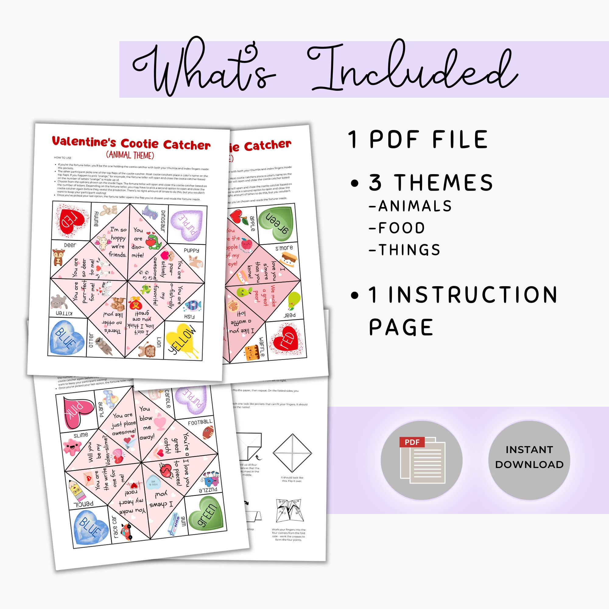 Valentines Cootie Catcher - Classroom Valentines Paper Fortune Teller ...