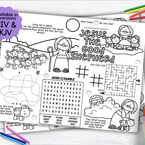 Jesus the Good Shepherd Activity Placemat, Life of Jesus Bible Story ...