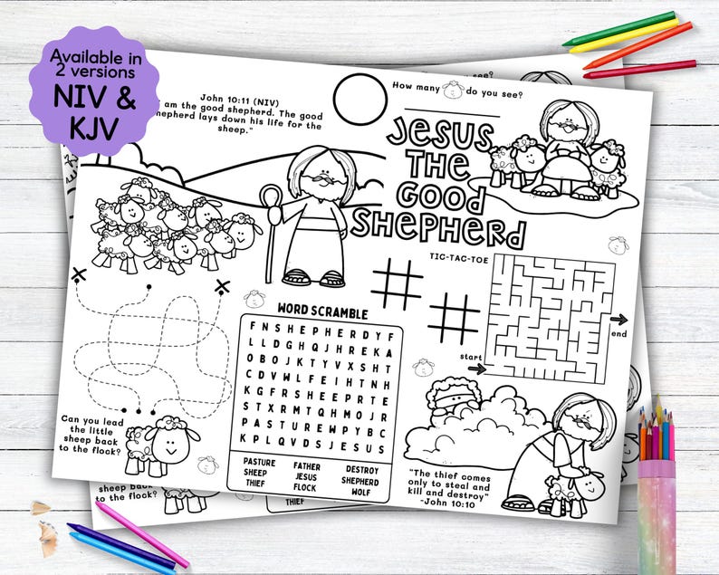 Jesus the Good Shepherd Activity Placemat, Life of Jesus Bible Story ...
