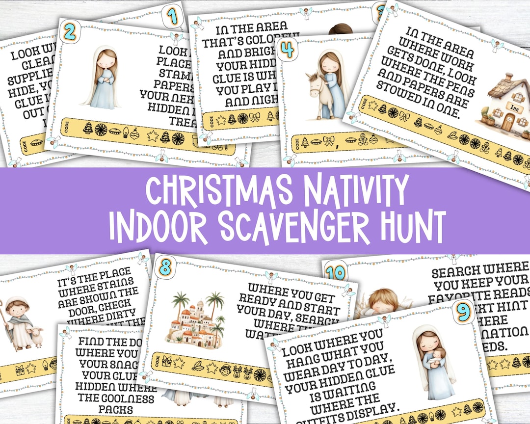 Christmas Nativity Indoor Scavenger Hunt | Holiday Family Game Night ...