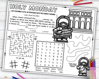 Good Friday Activity Placemat, Holy Week, Lenten Season Coloring ...