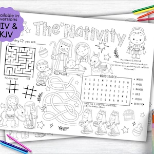 The Nativity Activity Placemat, Christmas Story Bible Story Kids ...