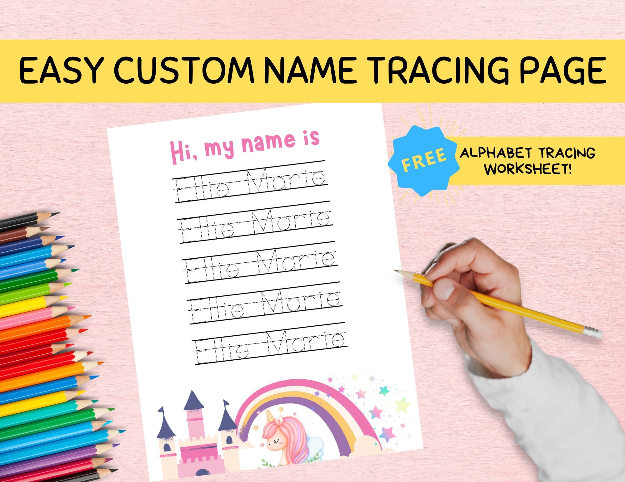 Easy Customizable Name Trace Sheet FREE Alphabet Tracing - Etsy