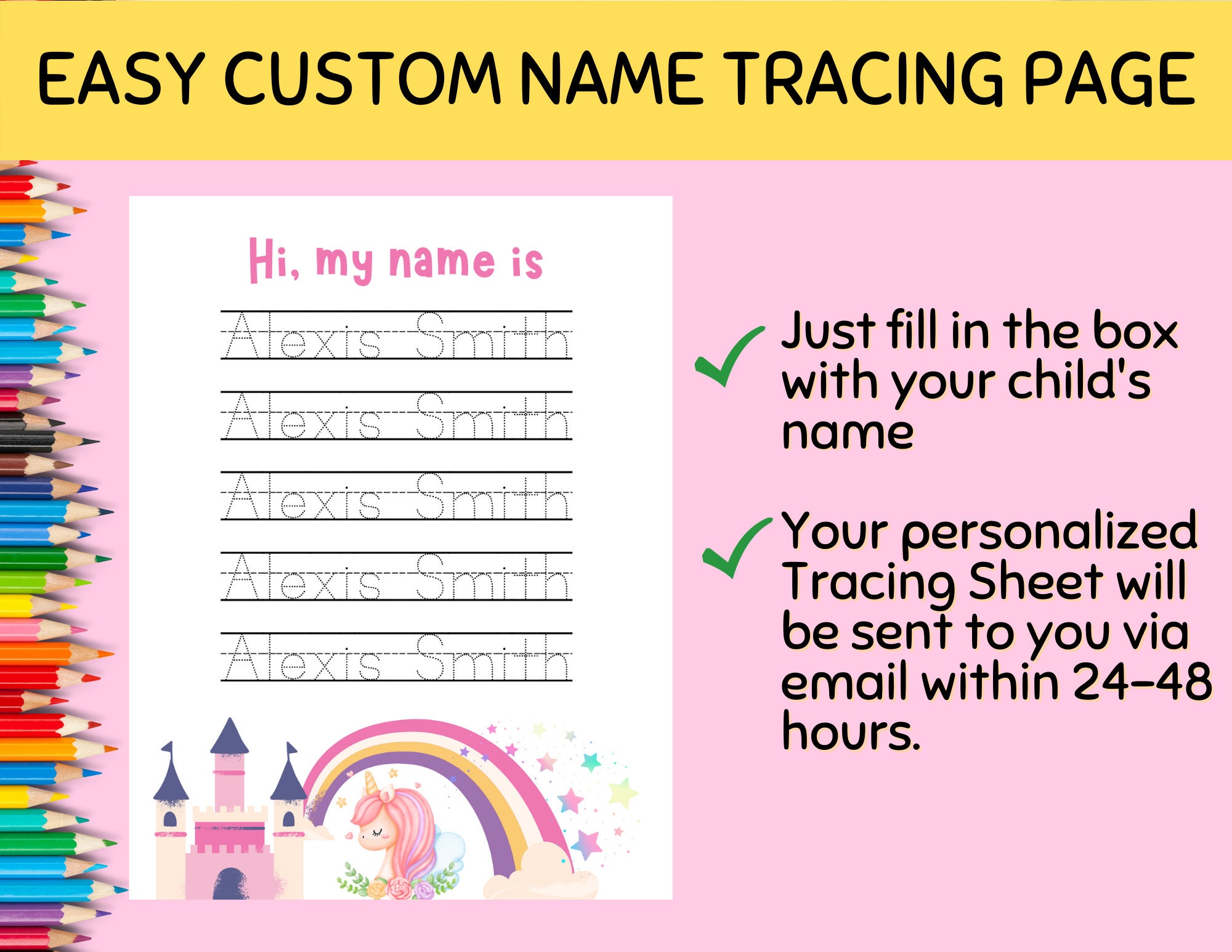 Easy Customizable Name Trace Sheet FREE Alphabet Tracing - Etsy