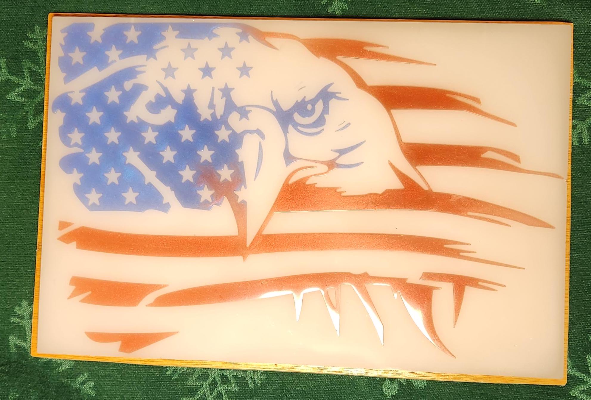American Flag With Eagle Inlay - Epoxy Resin Art - Etsy