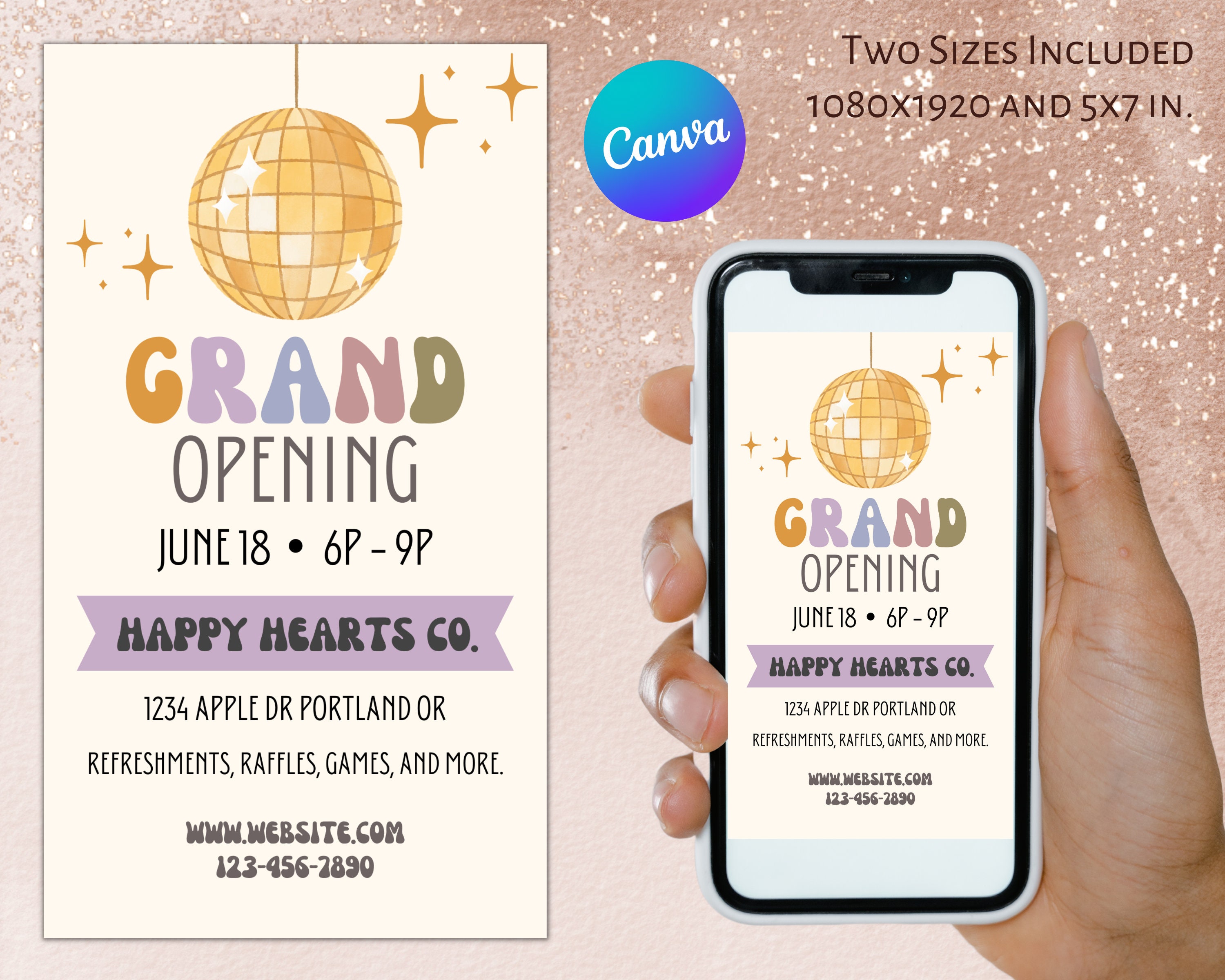 Retro Grand Opening Invitation, Vintage Grand Opening, Digital Template ...