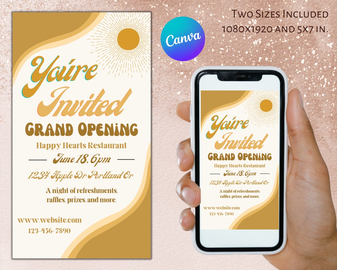 Groovy Grand Opening Invitation, You're Invited, Digital Template ...