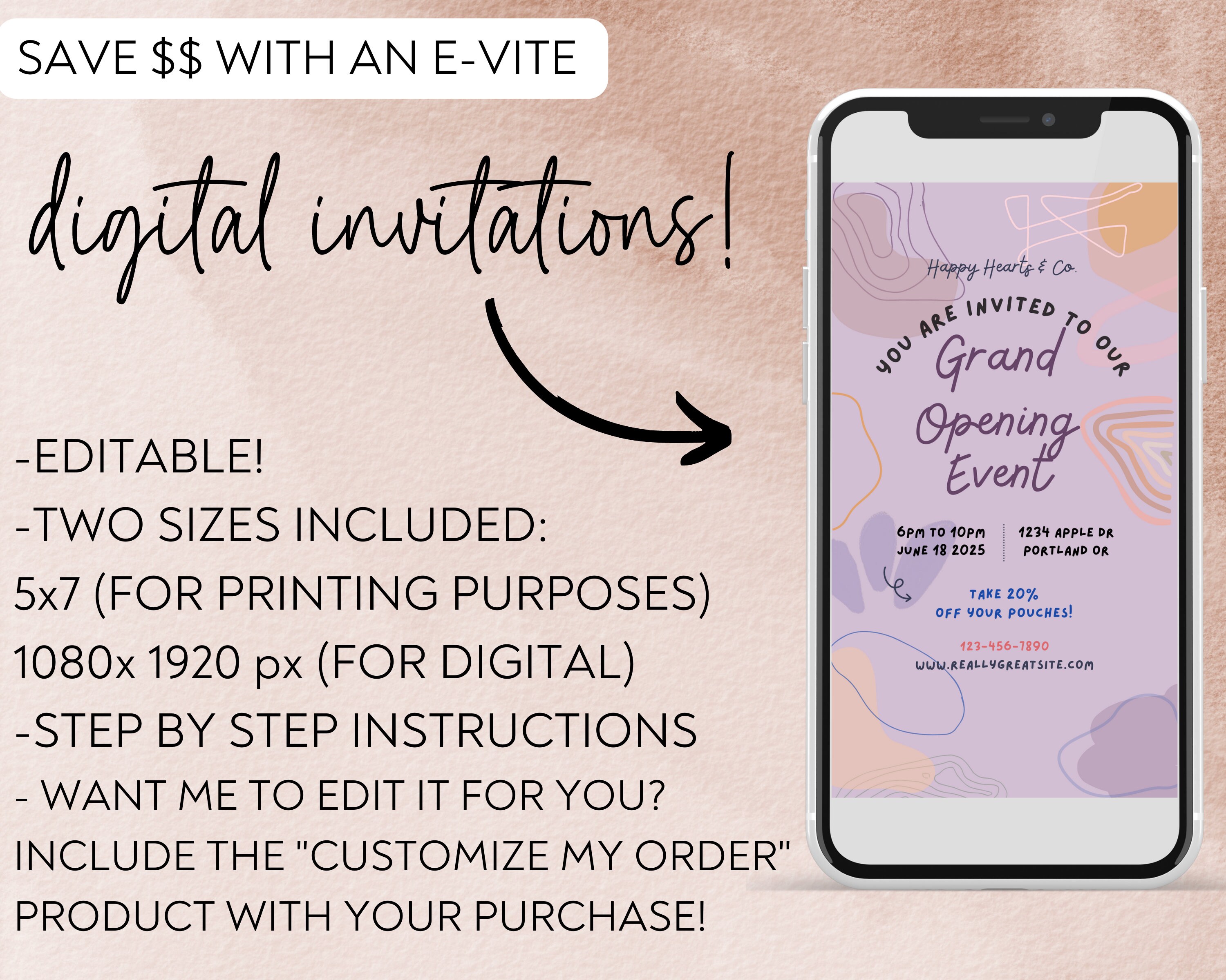 Grand Opening Event Invitation Digital Template, Colorful Fun Grand ...