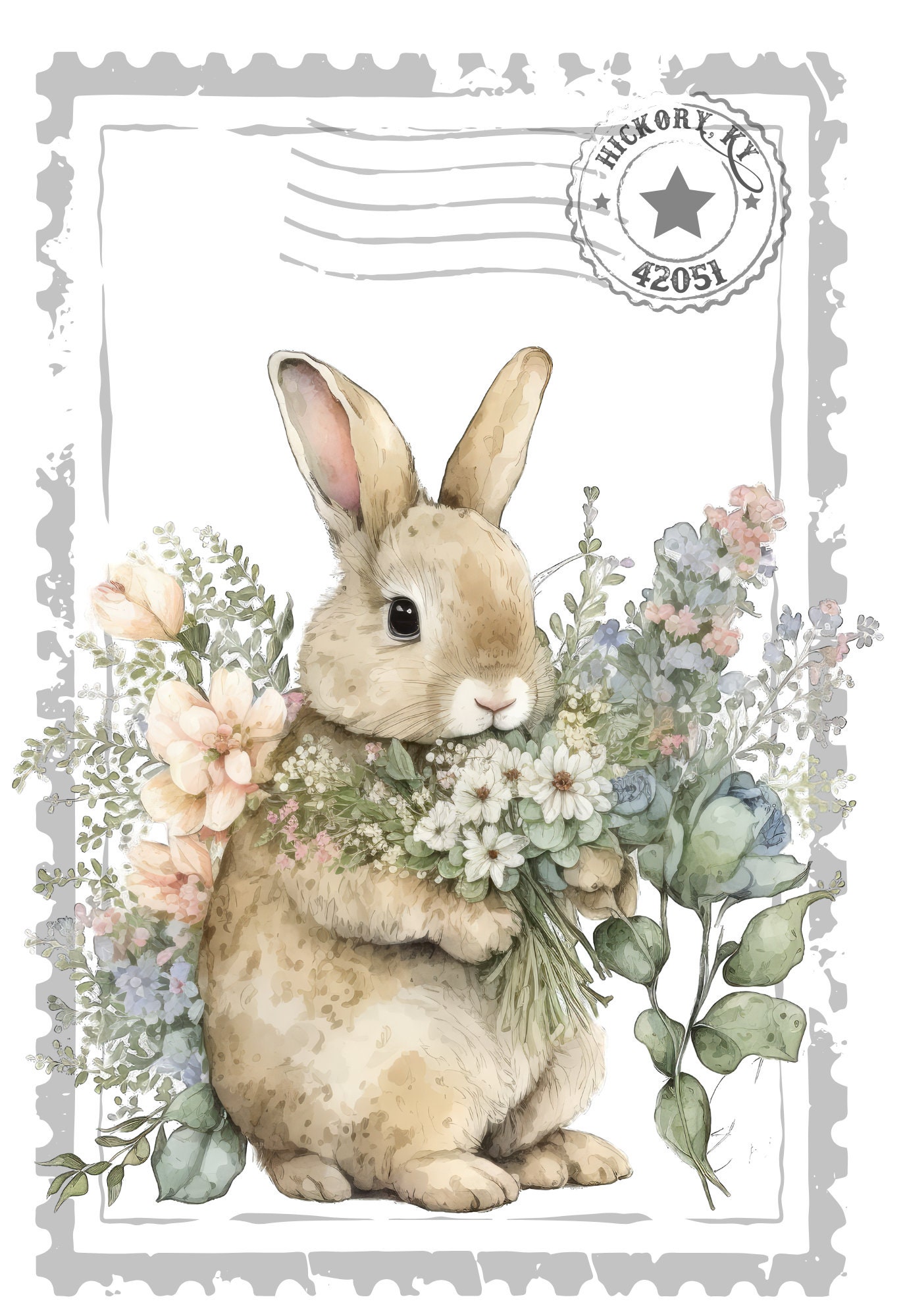 Set of Four Vintage Rabbit Postage Stamp Kitchen Towels - Etsy