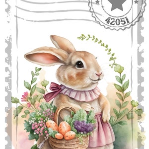 Set of Four Vintage Rabbit Postage Stamp Kitchen Towels - Etsy