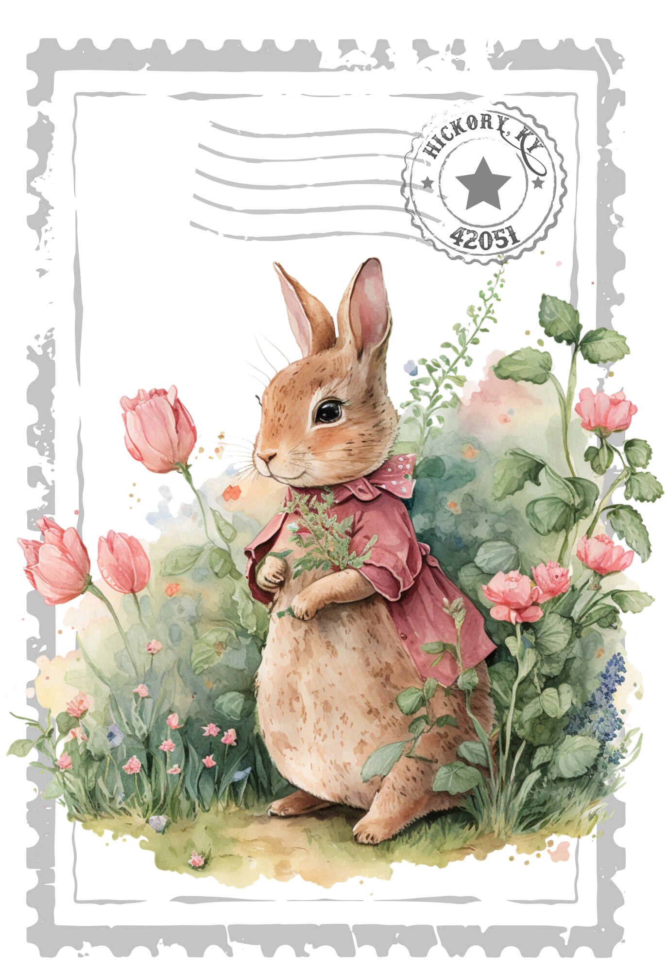 Set of Four Vintage Rabbit Postage Stamp Kitchen Towels - Etsy