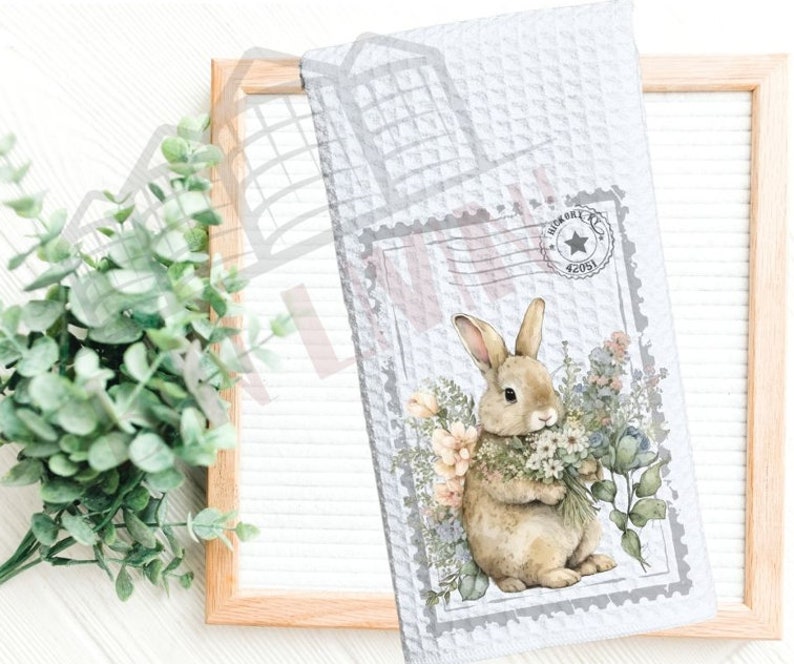 Set of Four Vintage Rabbit Postage Stamp Kitchen Towels - Etsy