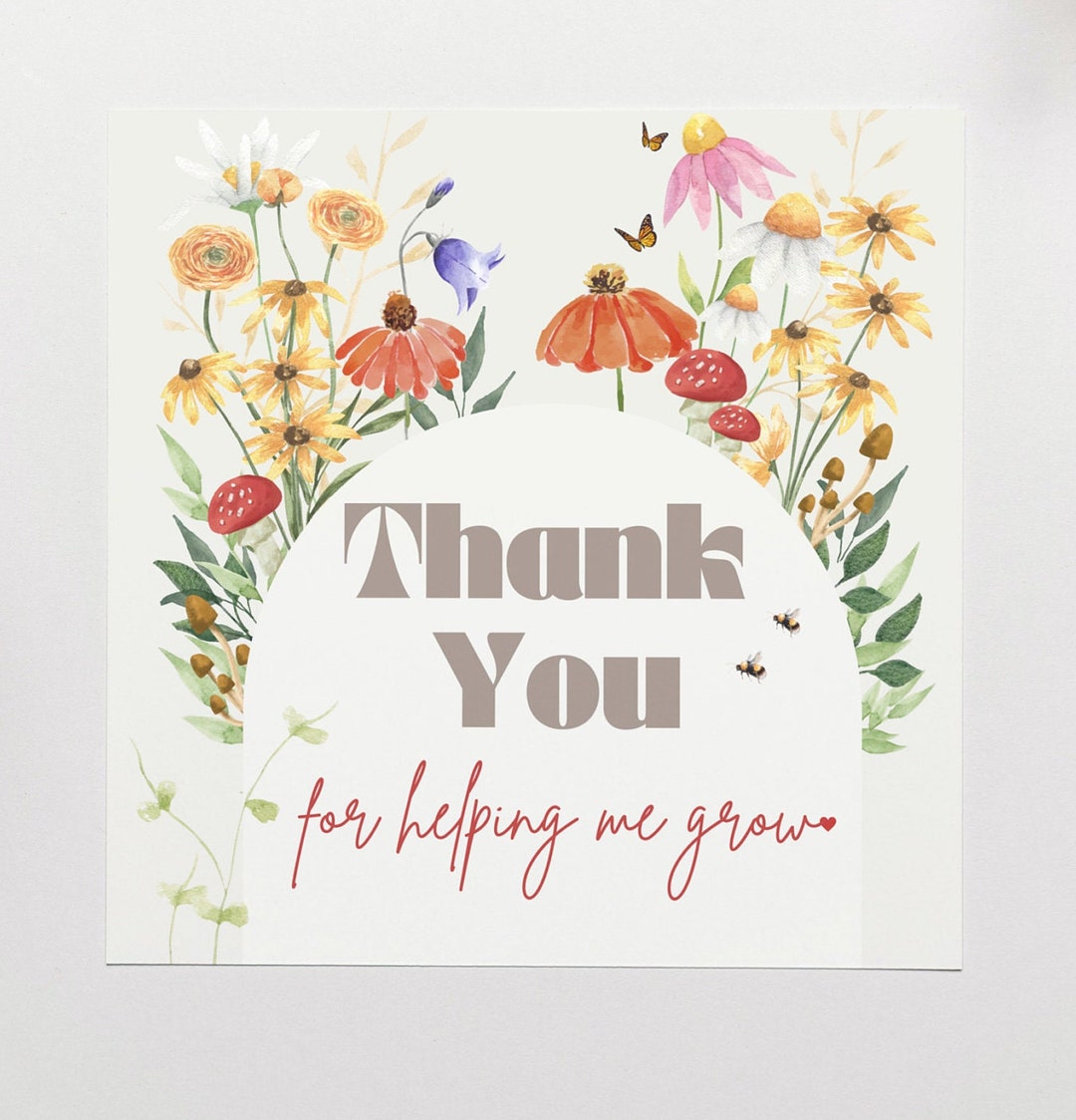 Wildflower Thank You Card, First Birthday Wildflower Thank You ...