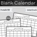 Monthly Blank Calendar Template 11 X 8.5 in Horizontal - Printable PDF ...