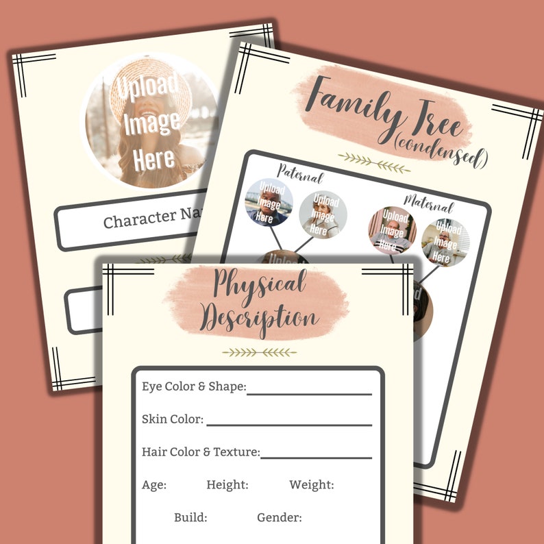 Crafting a Character Template - Character Profile Digital Printable PDF ...