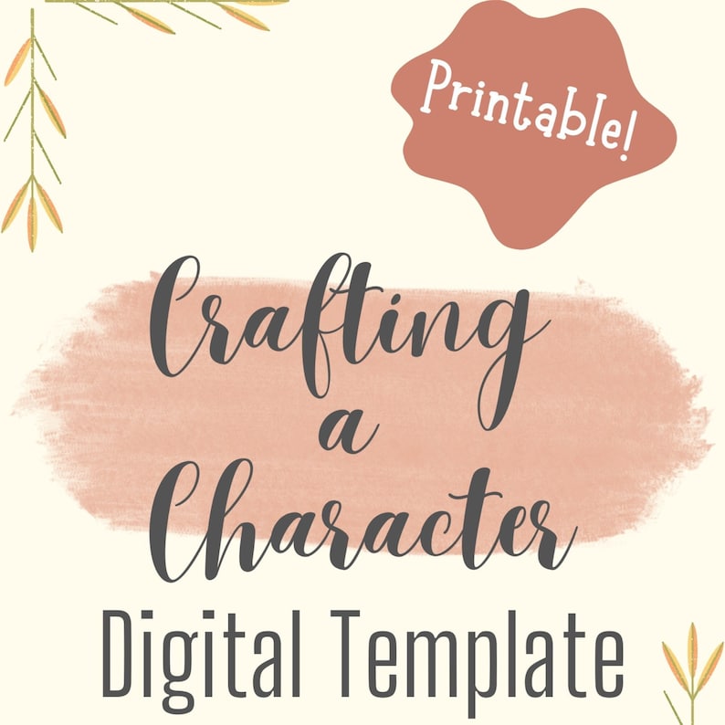 Crafting a Character Template - Character Profile Digital Printable PDF ...